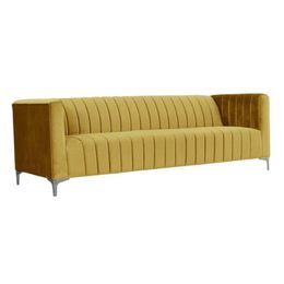 JVmoebel Sofa Polster Dreisitzer Gelb Stoff Wohnzimmer Design Couch