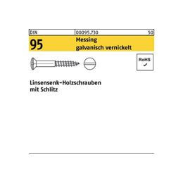 Reyher Schraube 100er Pack Holzschraube DIN 95 LIKO Schlitz 6x80 Messing galv. vernick