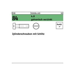 Reyher Zylinderschraube 2000er Pack Zylinderschraube DIN 84/ISO 1207 Schlitz M5x 8 4.8 galv.ve