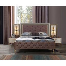 JVmoebel Bett Schlafzimmer Bett 2x Nachttische Luxus Set Komplett Design Möbel 3tlg (3-tlg)