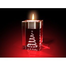 GLASFOTO.COM Teelichthalter Weihnachtsbaum als 3D-Innengravur