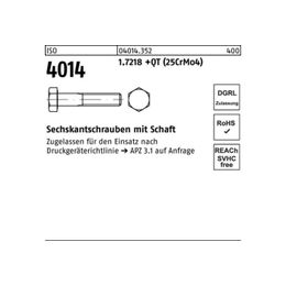Bufab Sechskantschraube 100er Pack Sechskantschraube ISO 4014 Schaft M27x 280 1.7218 +QT (25Cr