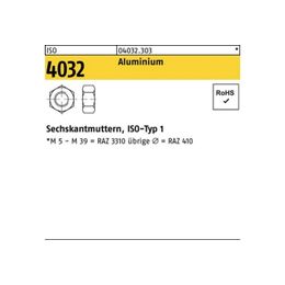 Bufab Muttern 100er Pack Sechskantmutter ISO 4032 M16 Aluminium 50 Stück ISO 4032 A