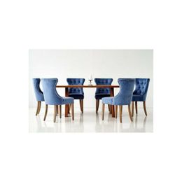 JVmoebel Essgruppe, Holz Tisch + 6 Chesterfield Stühle Esszimmer Gruppe Stuhl Garnitur