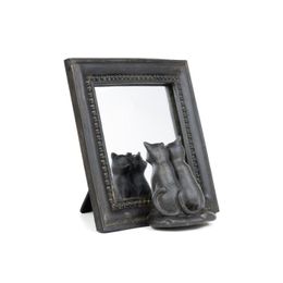 Moritz Dekofigur Deko-Spiegel Katzenpärchen sitz vor Spiegel aus Polyresin schwarz