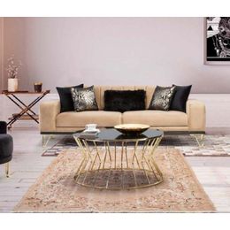 JVmoebel 3-Sitzer Moderner Dreisitzer Sofa 3 Sitzer Textil Beige Couch Neu