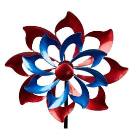 dekojohnson Deko-Windrad Windrad Blume aus Metall Gartendeko 30x122cm (kein Set)