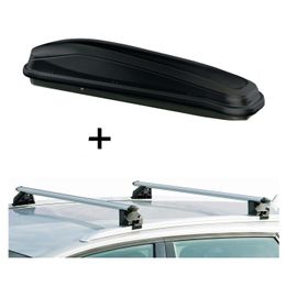 VDP Dachbox, Dachbox JUEASY300 300Ltr schwarz + Relingträger CRV107A kompatibel mit Hyundai Santa Fe 5 Türer ab 2013