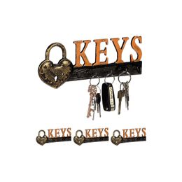 Relaxdays Schlüsselbrett 4 x Schlüsselbrett Keys