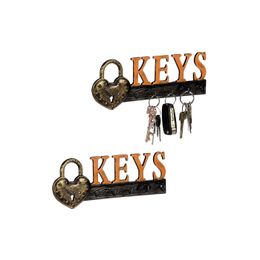 Relaxdays Schlüsselbrett 2 x Schlüsselbrett Keys
