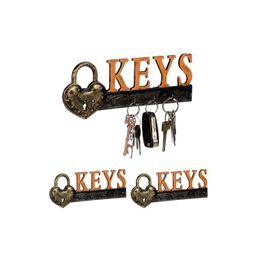 Relaxdays Schlüsselbrett 3 x Schlüsselbrett Keys