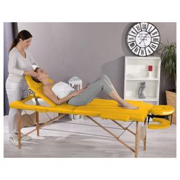 Melko Massageliege Massagebank Massagetisch Massageliege 3 Zonen klappbar und mobile Holzgestell in Beige