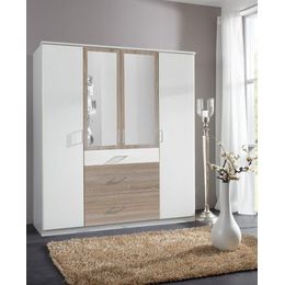 freiraum Kleiderschrank Click (B/H/T: 180x198x58 cm) in Weiß mit 3 Schubladen und 4 Türen