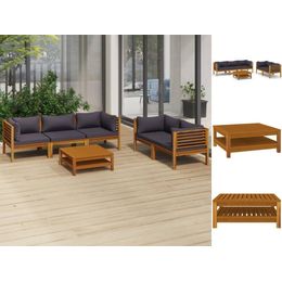 vidaXL Garten-Essgruppe 6-tlg Garten Lounge Set mit Auflage Massivholz Akazie Holz Sitzgruppe