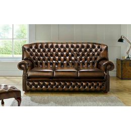 JVmoebel Chesterfield-Sofa Klassische Leder Sofa Couch Polster 3 Sitzer Leder