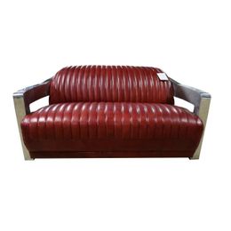 JVmoebel Sofa Sofa Vintage 2 Sitzer Ledersofa Retro Möbel Sofa Couch Polster