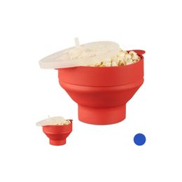 Relaxdays Schüssel 2 x Popcorn Maker Silikon rot