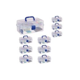 Relaxdays Aufbewahrungsbox 10 x Transparente Plastikbox blau