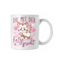Trendation Tasse Die Mit Der Katze Spricht Tasse Geschenk für Katzenmama Katzenbesitzer