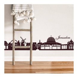 K&L WALL ART K&L Wall Art Wandtattoo Stadt Wandtattoo Jerusalem Skyline schwarz Fußball Fanartikel 120cm