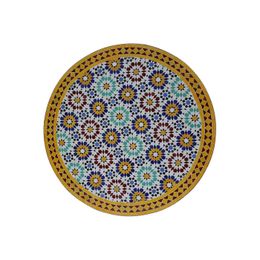 Casa Moro Gartentisch Marokkanischer Mosaiktisch Ankabut Gelb Ø 100 cm rund Höhe 73 cm