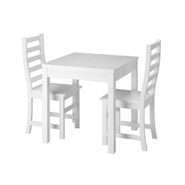 ERST-HOLZ Essgruppe Moderne weiße Essgruppe mit Tisch und 2 Stühle Kiefer Massivholz