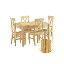 ERST-HOLZ Essgruppe Sitzgarnitur mit Tisch und 4 Stühle Kiefer Massivholz Vollholzmöbel