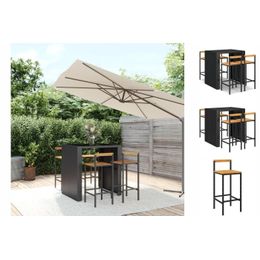 vidaXL Garten-Essgruppe 5-tlg Gartenbar-Set Schwarz Polyrattan Massivholz Akazie Bar Set