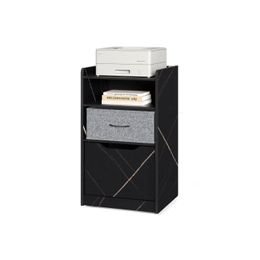 HOMOOI Aktenschrank Rollcontainer Mobiler Aktenschrank mit 3 Schubladen Vertikaler Büroschrank Bürocontainer mit Rädern Offene Fächer Stoffschublade