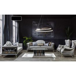 JVmoebel Wohnzimmer-Set Luxus Sofagarnitur Sofa 3311 Sitzer Sessel Couchtisch 5tlg Grau
