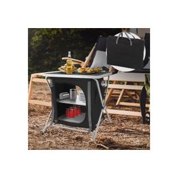 ECD Germany Campingschrank Campingküche Küchenbox Outdoorschrank Faltschrank Faltbar Grau-Schwarz 60x64x45cm Aluminiumgestell tragbar Tragetasche