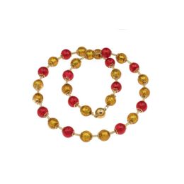 Bella Carina Perlenkette Kette mit Murano Glas Perlen mit Goldfolie gold rot