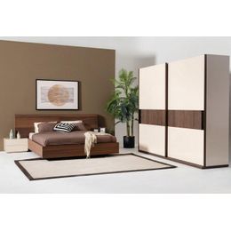 JVmoebel Schlafzimmer-Set Schlafzimmer Möbel Set Bett + 2x Nachttische Kleiderschrank Schrank