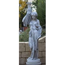 Casa Padrino Skulptur Jugendstil Garten Deko Skulptur Frau mit Vase Grau H. 185 cm