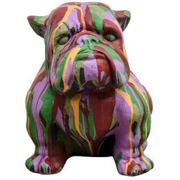 Casa Padrino Skulptur Garten Deko Skulptur Hund Bulldogge Bunt 31 x 44 x H. 41 cm