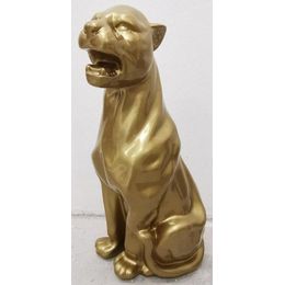 Casa Padrino Dekofigur XXL Garten Skulptur Panther Gold H. 75 cm