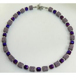 traumschmuck Collier 113b Würfelkette Lava lila flieder Hämatit facettiert purple (Geschenk