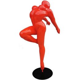 Casa Padrino Skulptur Luxus Deko Skulptur Ballerina Tänzerin Rot / Schwarz 120 x 60 x H. 165 cm