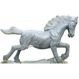 Casa Padrino Skulptur Luxus Deko Stein Skulptur Pferd Grau 95 cm