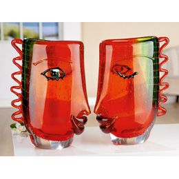 Gilde Dekovase Glasart Designvase Visuale (BxHxL) 22 cm x 31 cm x 13 cm rot grün