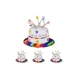 Relaxdays Aufblasbares Partyzubehör 4 x Happy Birthday Hut in Tortenform