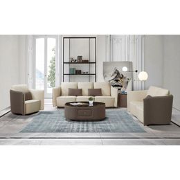 JVmoebel Wohnzimmer-Set Sofa Couch Polster Garnitur 5tlg. Leder Garnituren Couchtisch Tisch