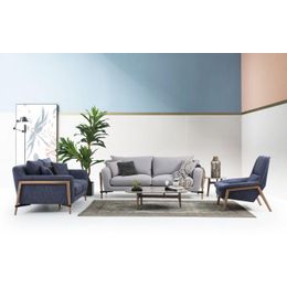 JVmoebel Wohnzimmer-Set Sofagarnitur 221 Sitzer Sofa Modern Stoff Set Blau Gruppe Wohnzimmer