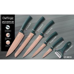 Cheffinger Messer-Set Messer Kochmesser Sparschäler Messerset 6-tlg. Cheffinger CF-MB10 Grün
