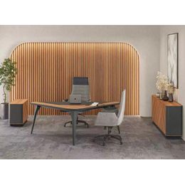 JVmoebel Schreibtisch Arbeitszimmer Büro Schreibtisch Kommode Sideboard Modern Holz (3-St.