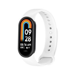 Wigento Smartwatch-Armband Für Xiaomi Band 8 Premium Sport Silikon Uhrenarmband Armband Weiß Neu