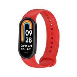 Wigento Smartwatch-Armband Für Xiaomi Band 8 Premium Sport Silikon Uhrenarmband Armband Rot Neu