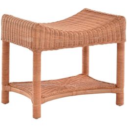 Krines Home Hocker Rattanhocker Fußhocker geschwungen Sitzhocker Hocker aus echtem Rattan