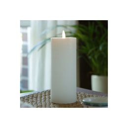 MARELIDA LED-Kerze LED Kerze LINA Rustik Optik Echtwachs flackernd Timer H: 19cm weiß (1-tlg)