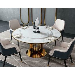 JVmoebel Esstisch, Luxus Runder Tisch Runde Design Tische Edelstahl Möbel Esszimmer